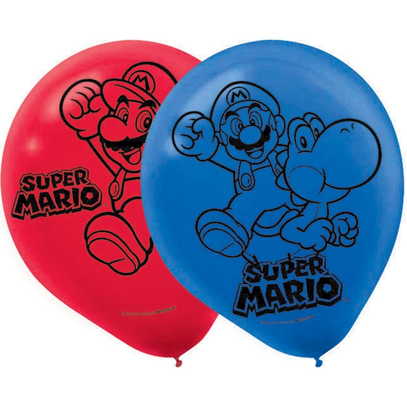 Super Mario Blue & Red Teardrop Latex Balloons - 30cm - 6 pk