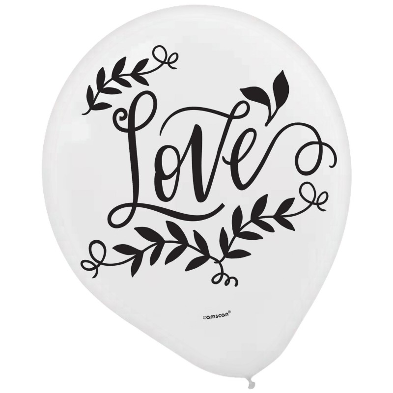 Bridal Shower Love and Leaves Teardrop Latex Balloons - 30cm - 15 pk