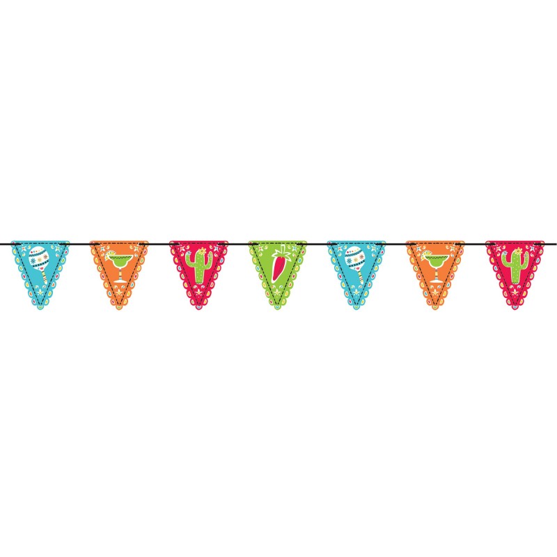 Mexican Fiesta Mini Paper Flag Pennant Banner Item