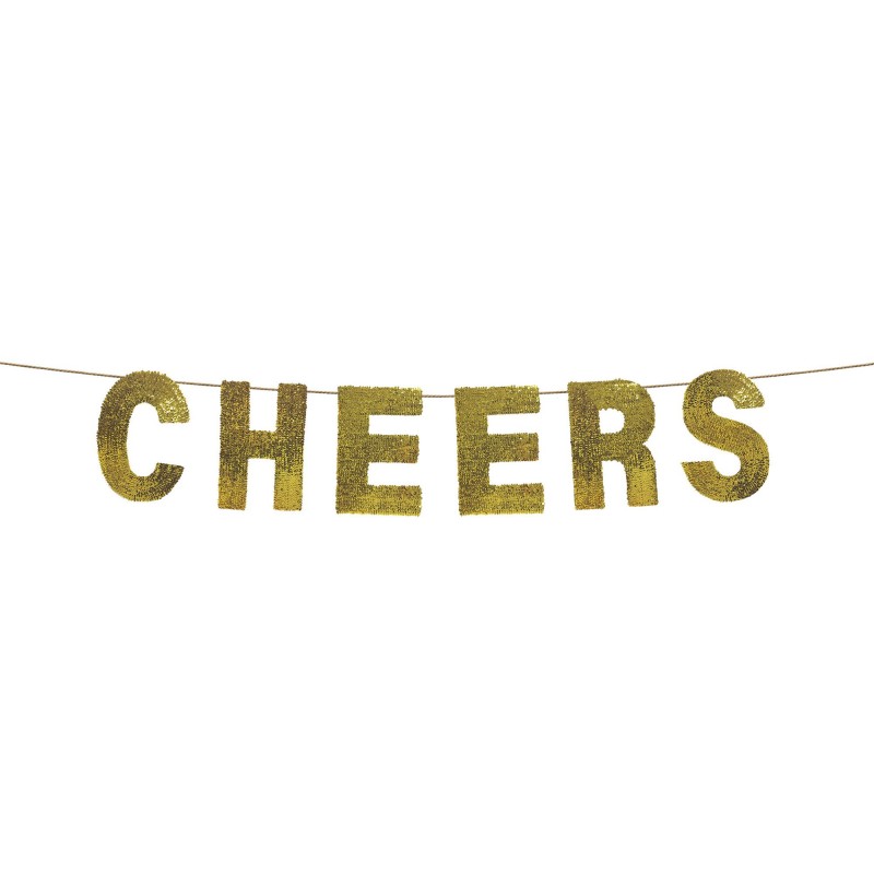 Gold Cheers Sequin Banner | Express Party Supplies