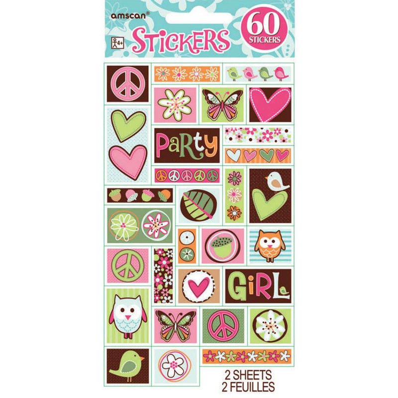 Hippie Chick Sticker Sheet Favours Pack of 2 | Express Party Supplies