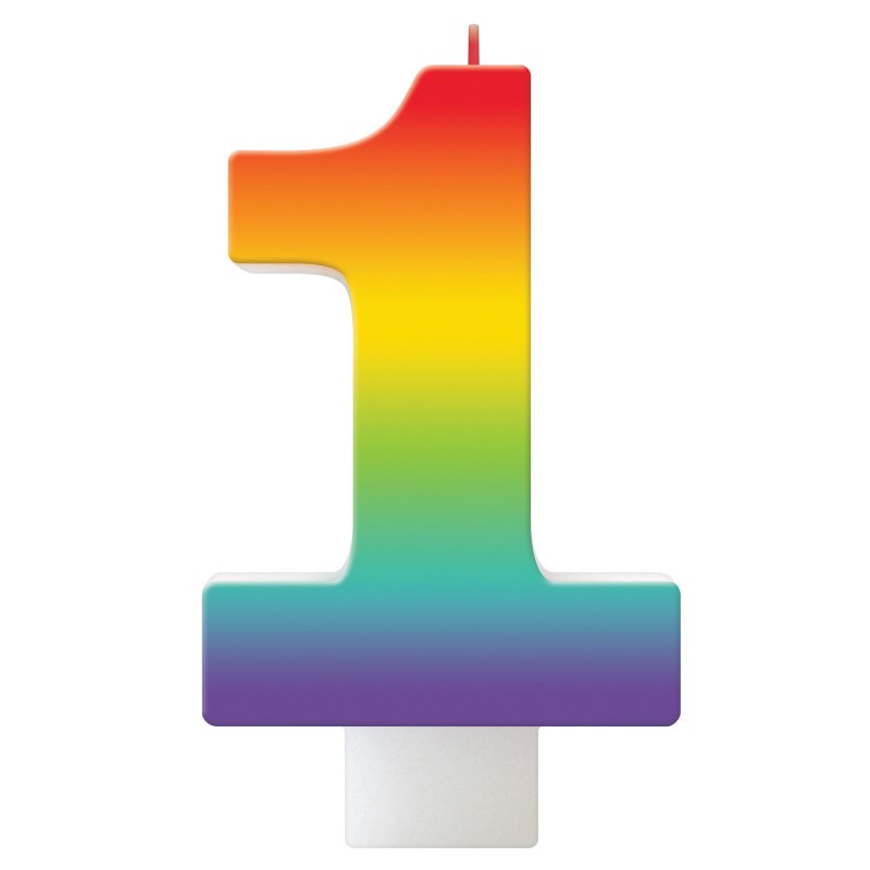 Number 1 Party Supplies - Candle Birthday Celebration Rainbow
