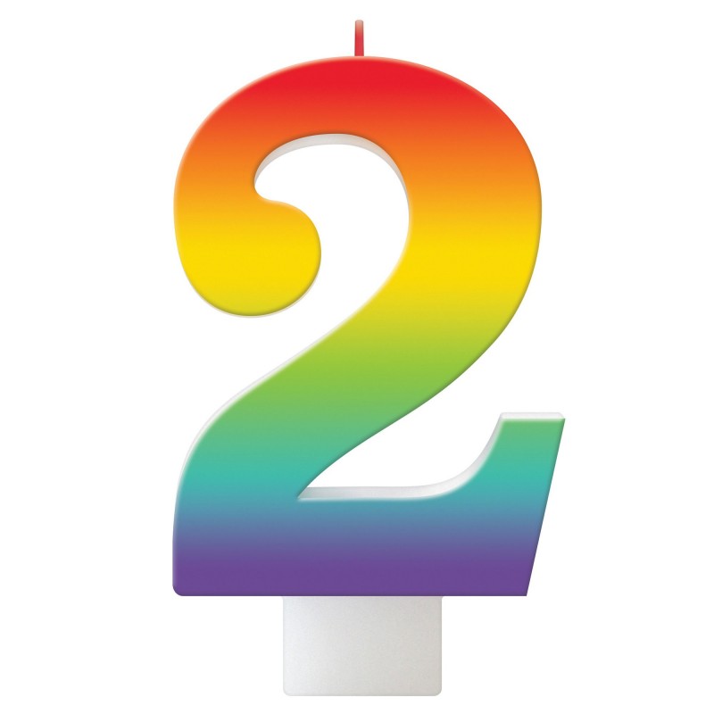 Number 2 Party Supplies - Candle Birthday Celebration Rainbow
