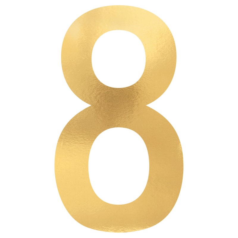 Number 8 Party Decorations - Cutouts Small Foil Board Gold 23cm