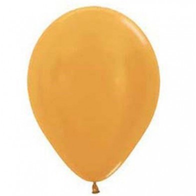 Teardrop Metallic Yellow Gold Latex Balloons 30cm Pack of 25