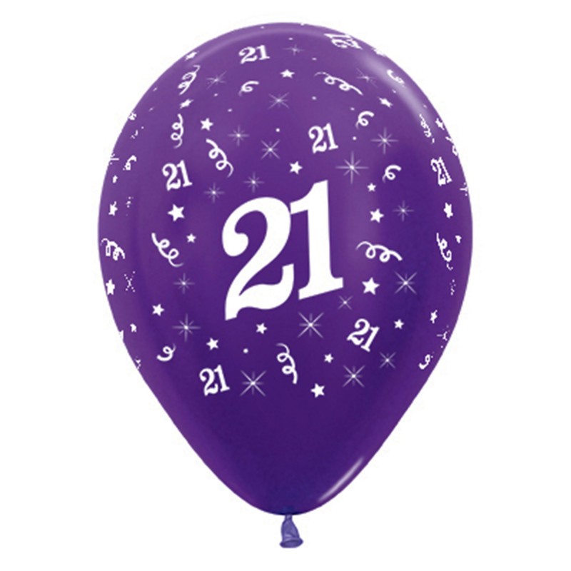 Teardrop Metallic Purple Violet 21st Birthday Latex Balloons 30cm 6pk