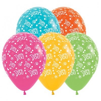 Teardrop Tropical Multi Colour Thank You Swirls & Dots Latex Balloons