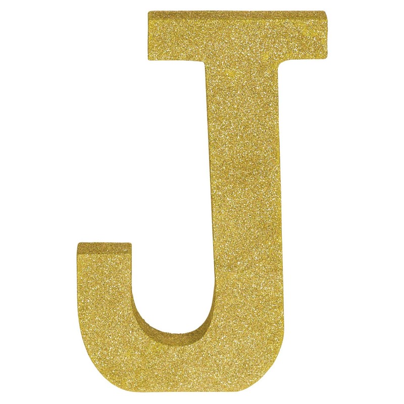 Letter J Party Decorations - MDF Sign Glittered Gold