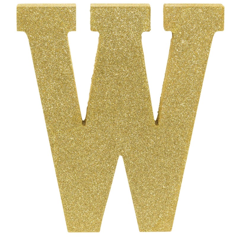 Letter W Party Decorations - MDF Sign Glittered Gold