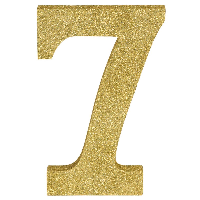 Number 7 Party Decorations - MDF Sign Glittered Gold
