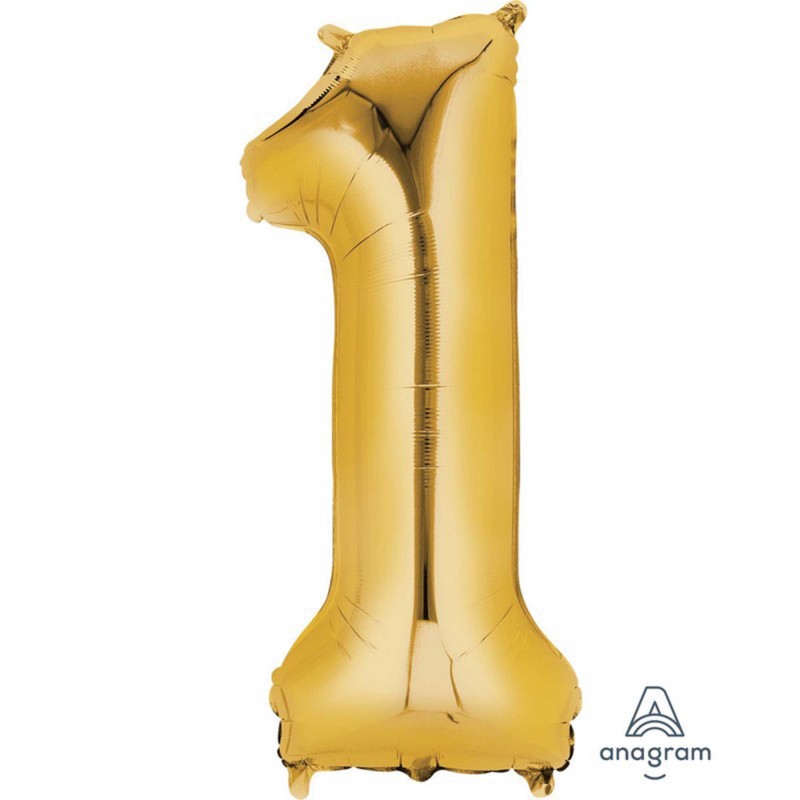 Number 1 Party Decorations - Shaped Balloon SuperShape Gold 86cm