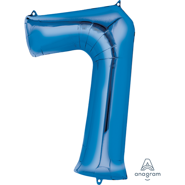 Number 7 Party Decorations - Shaped Balloon SuperShape Blue 86cm