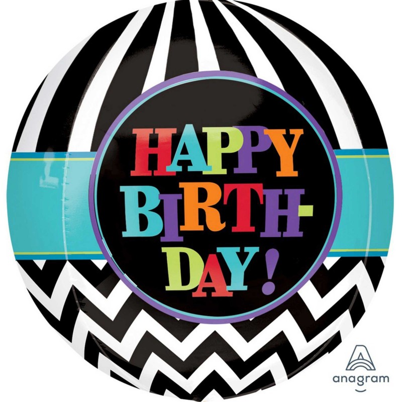 Orbz XL Chevron Design Dancing Lines Happy Birthday! Shaped Balloon