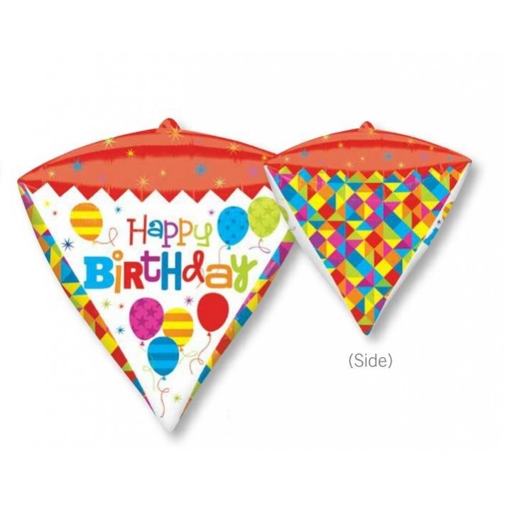 Diamondz UltraShape Geometric Happy Birthday! Shaped Balloon