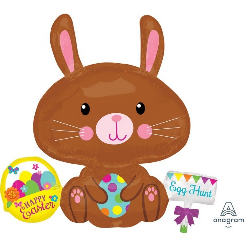 Happy Easter Bunny Shaped Balloon - 73cm | Express Party Supplies
