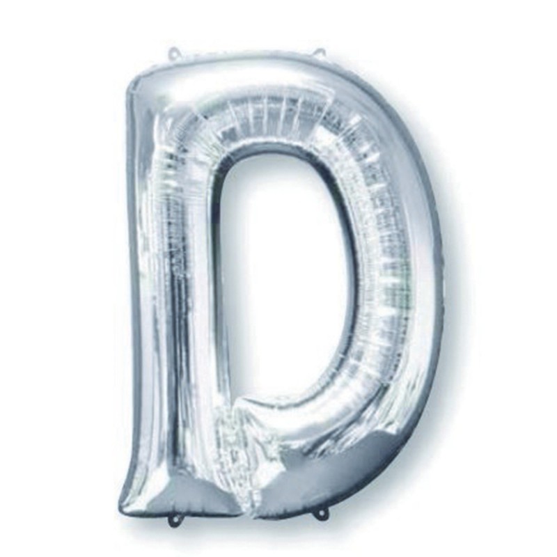 Silver Letter D Shaped Balloon - 93cm x 86cm | Express Party Supplies