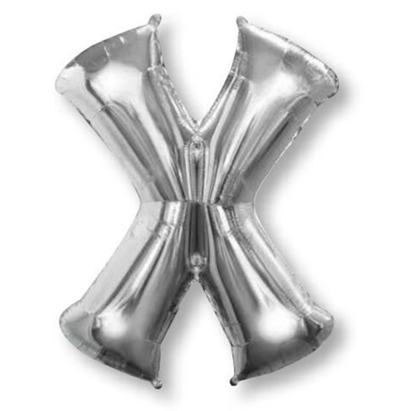 Silver Letter X Shaped Balloon - 60cm x 83cm | Express Party Supplies