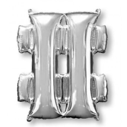 Silver Hashtag Symbol Shaped Balloon - 38cm x 91cm