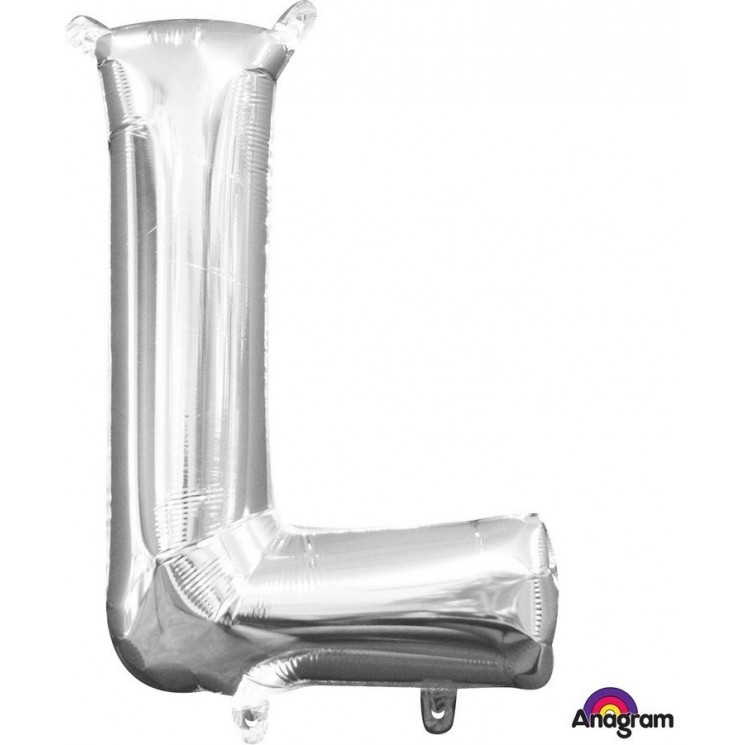 Silver CI: Letter L Shaped Balloon 40cm | Express Party Supplies