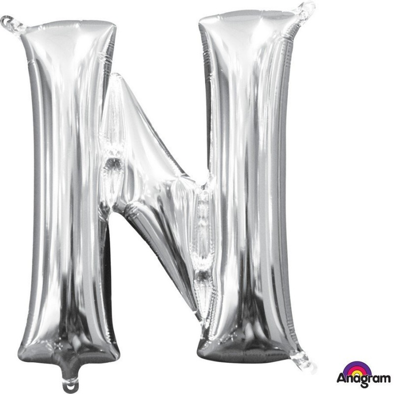 Silver CI: Letter N Shaped Balloon 40cm | Express Party Supplies