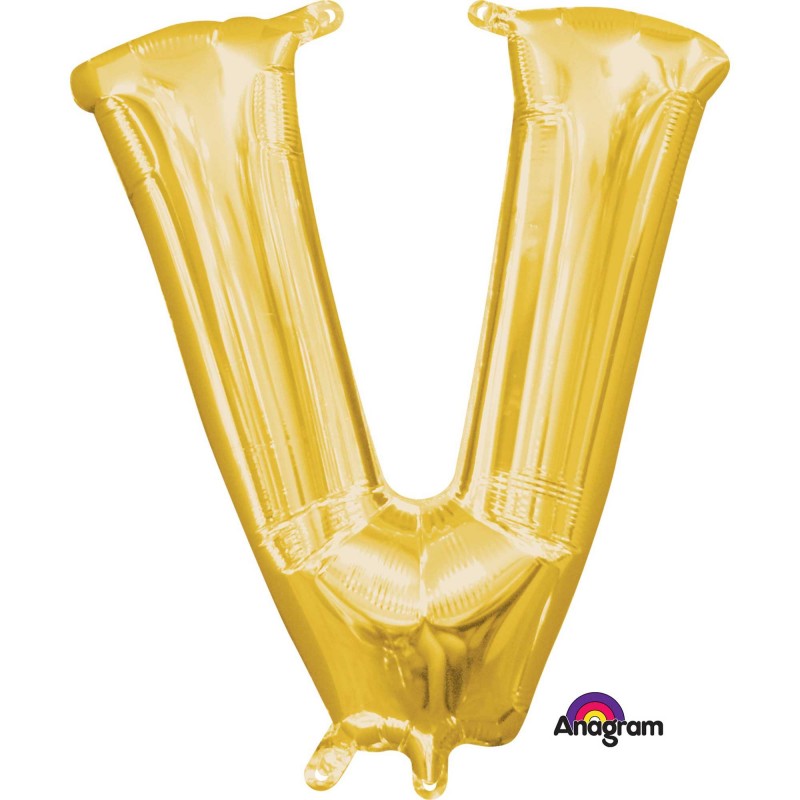 Gold CI: Letter V Shaped Balloon 40cm | Express Party Supplies