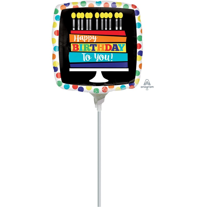 Rainbow Happy Birthday Square Shaped Balloon - 22cm