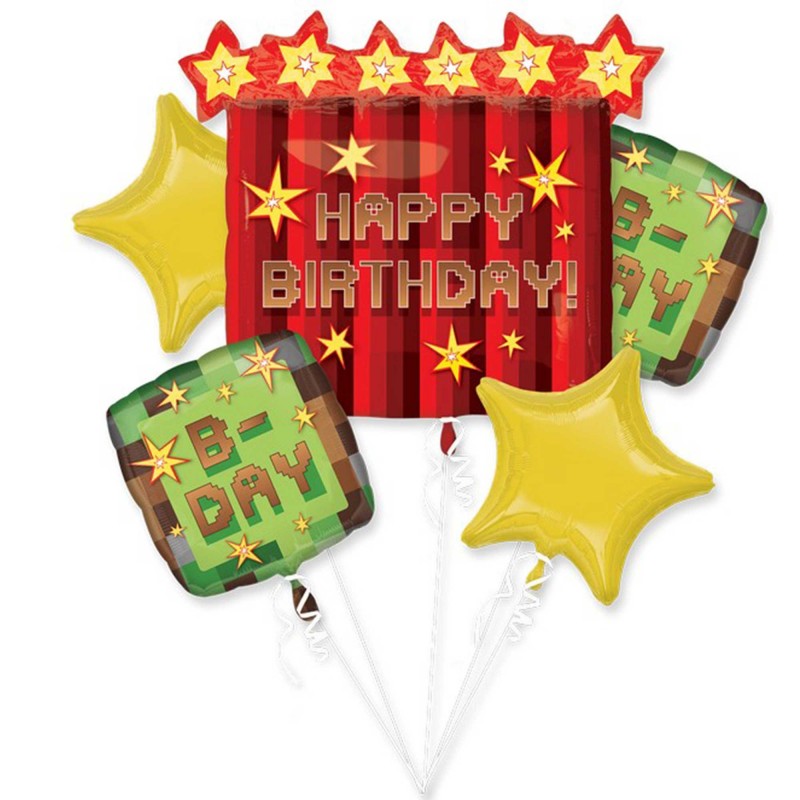 Minecraft TNT Bouquet Foil Balloons Pack of 5 | Express Party Supplies