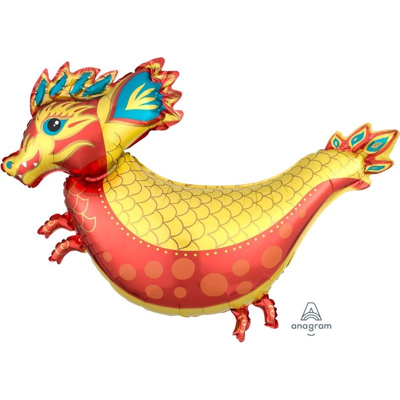 Chinese New Year Fiery Dragon Shaped Balloon - 96cm x 76cm