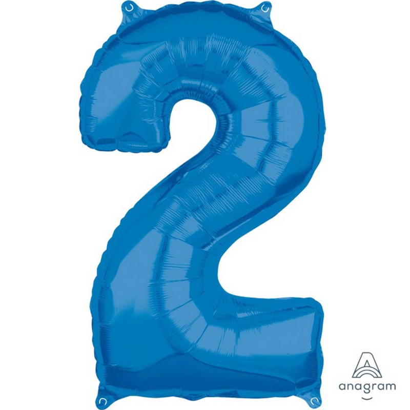 Number 2 Party Decorations - Shaped Balloon Mid-Size Blue 66cm