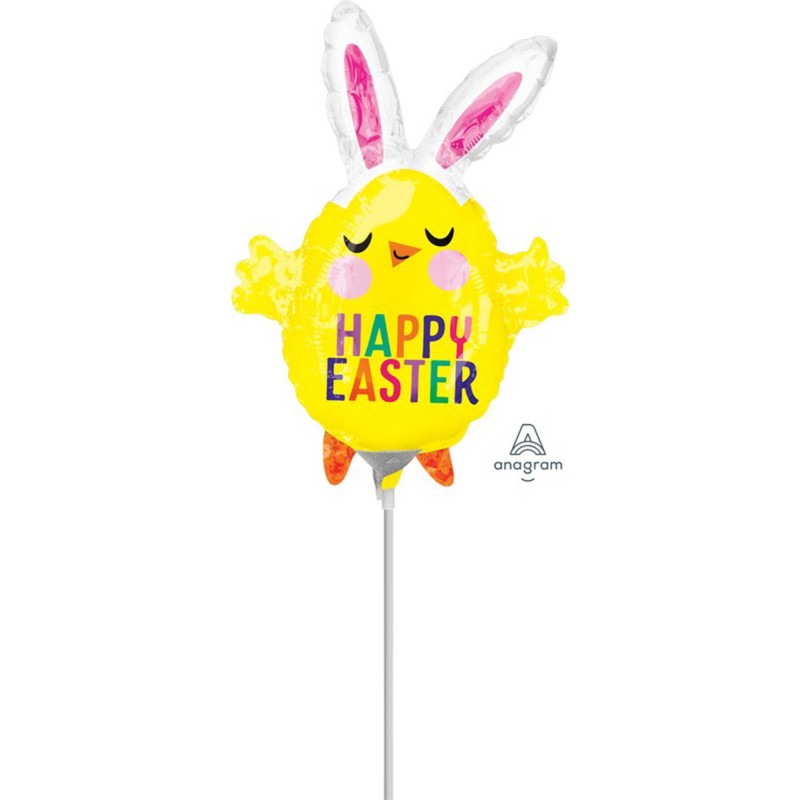 Mini Chick with Bunny Ears Happy Easter Shaped Balloon
