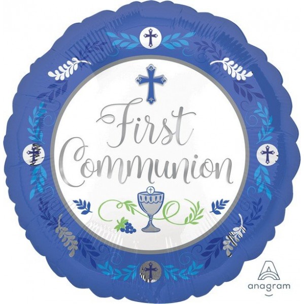 First Communion Boy Round Foil Balloon - 45cm