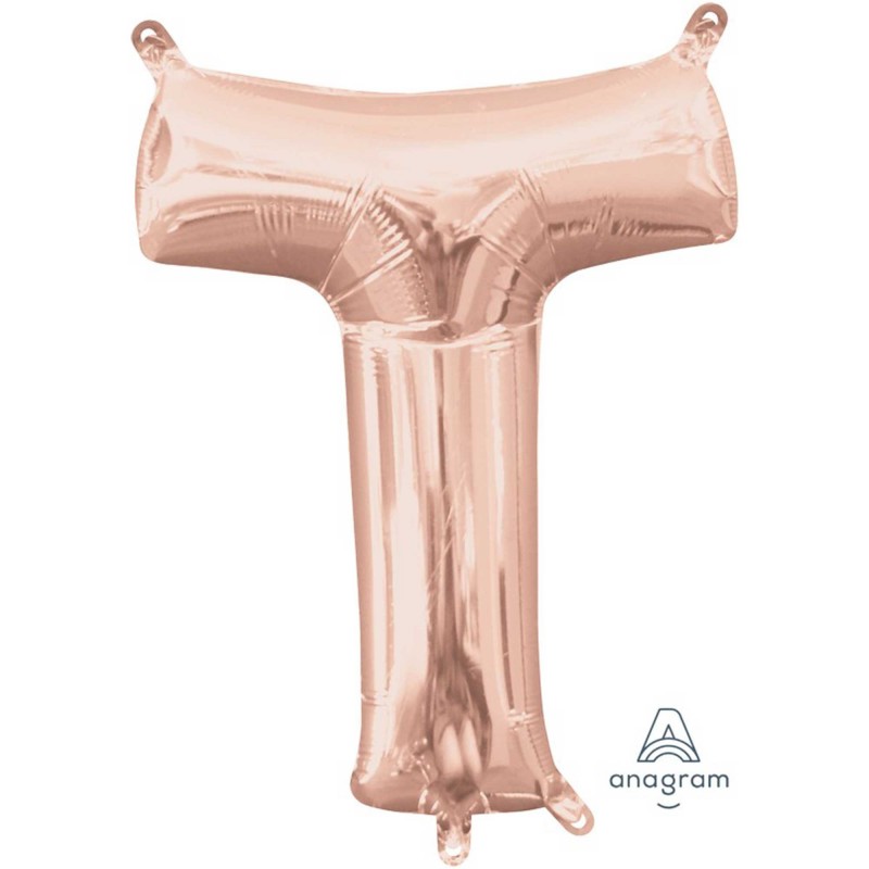 Rose Gold CI: Letter T Shaped Balloon 40cm | Express Party Supplies