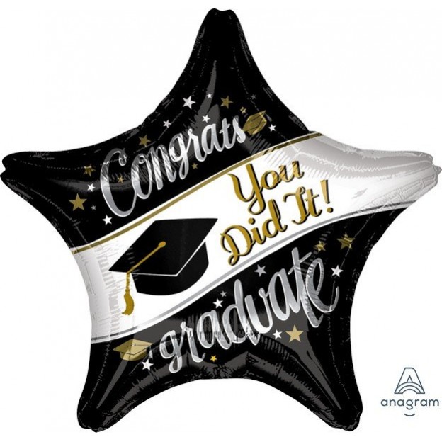 Star Graduation Jumbo On Your Way Congrats You Did It Shaped Balloon
