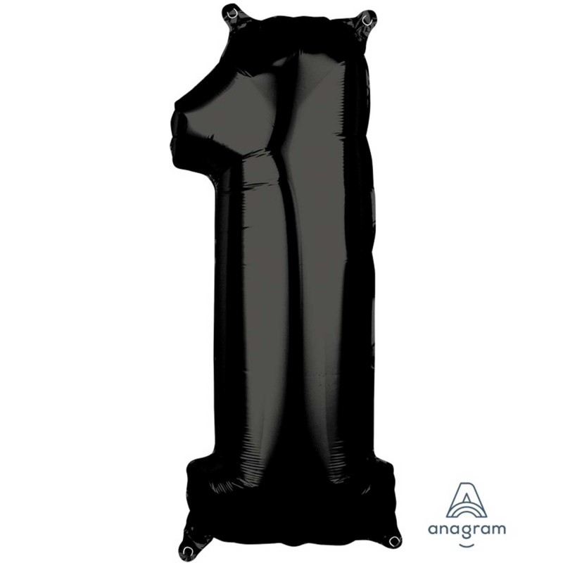 Number 1 Party Decorations - Shaped Balloon Mid-Size Black 66cm
