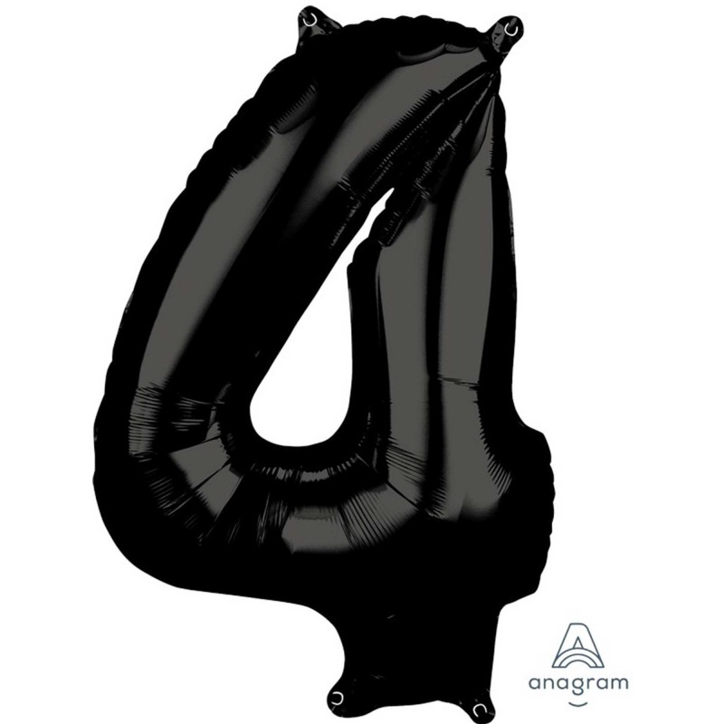 Number 4 Party Decorations - Shaped Balloon Mid-Size Black 66cm