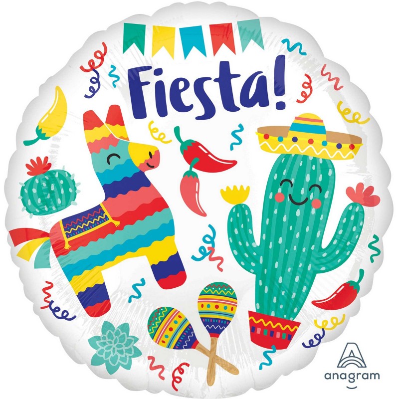 Mexican Fiesta Round Foil Balloon - 45cm | Express Party Supplies