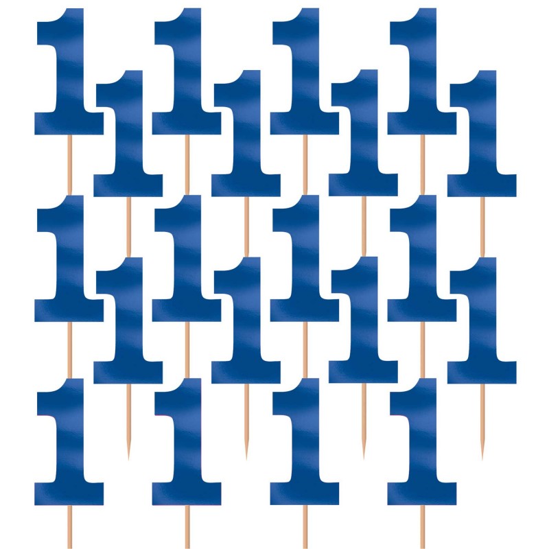 Number 1 Party Supplies - Party Picks Foil Blue
