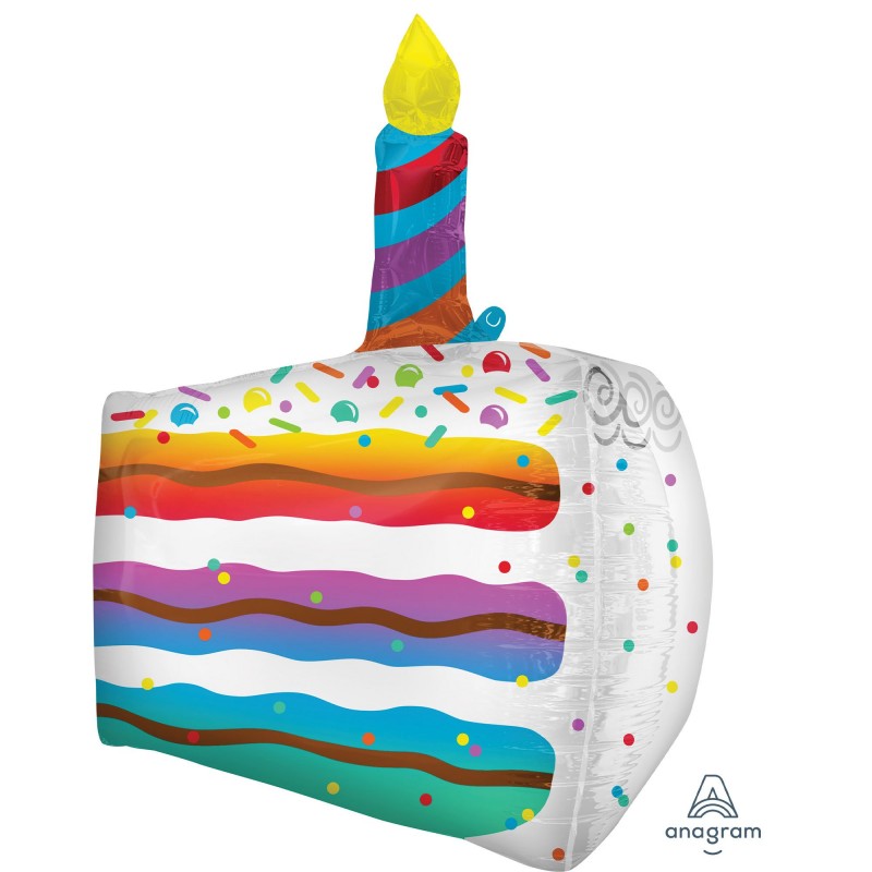 Happy Birthday Cake Slice Shaped Balloon - 48cm x 63cm