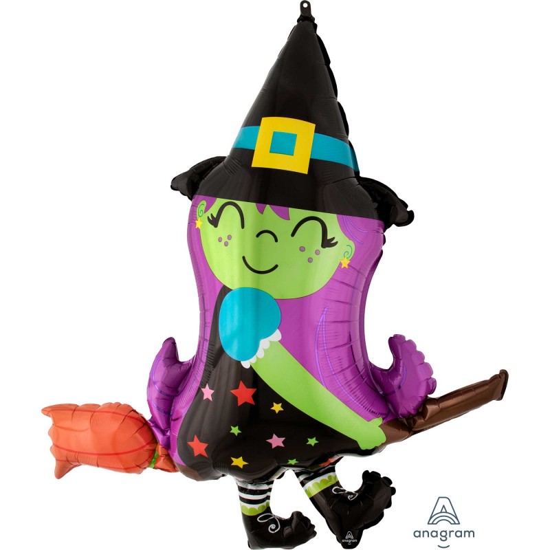 Halloween Decorations Shaped Balloon SuperShape Cute Witch on Broom