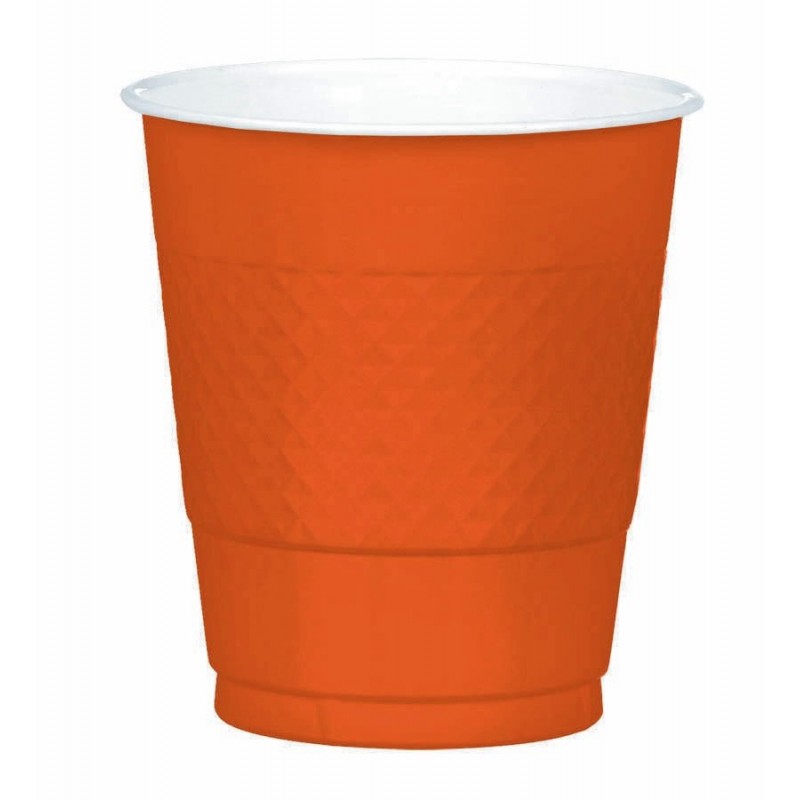 Orange Plastic Cups 355ml Pack of 20 | Express Party Supplies