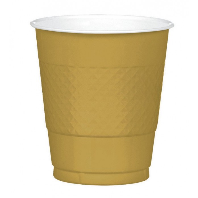 Gold Sparkle Plastic Cups 355ml Pack of 20 | Express Party Supplies