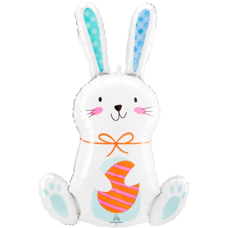 Easter White Funny Bunny Shaped Balloon - 53cm x 83cm