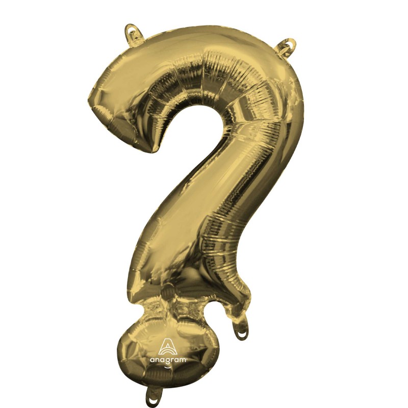Question Mark Symbol White Gold ? Shaped Balloon - 40cm