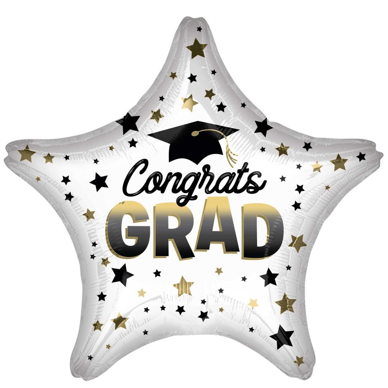 Graduation Congrats Grad Diffused Ombre Star Shaped Balloon - 45cm
