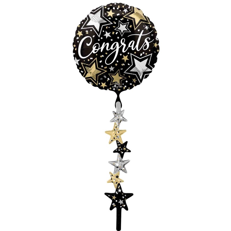 Congratulations Black, Silver & Gold Congrats Airwalker Foil Balloon ...