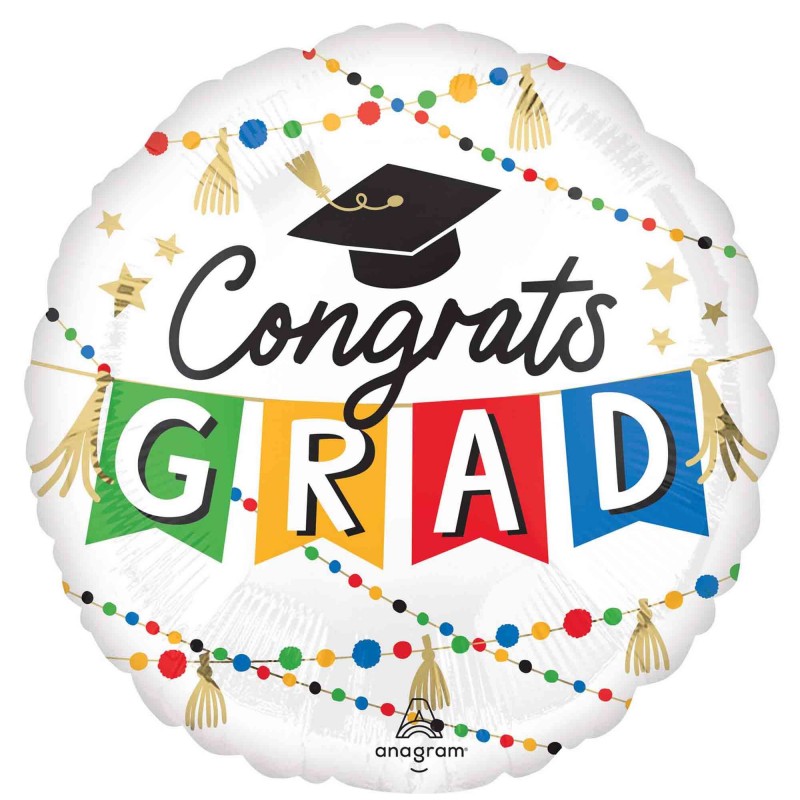 Graduation Congrats Grad Party Round Foil Balloon - 45cm