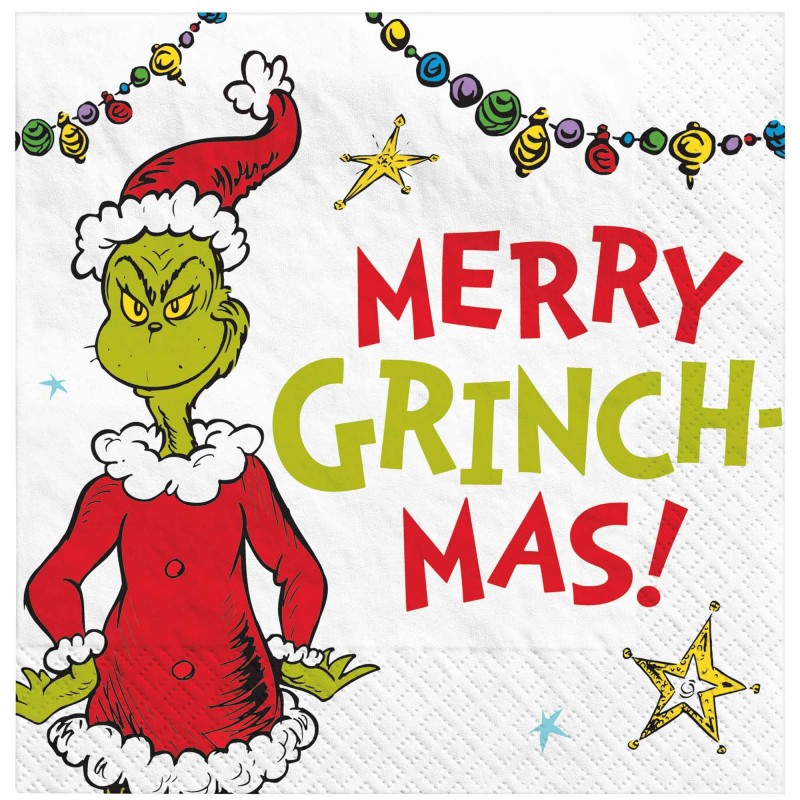 Christmas Merry Grinchmas! Dr. Seuss The Grinch Beverage Napkins
