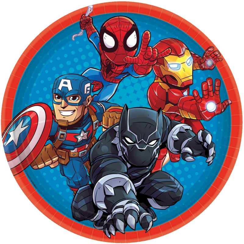 Round Avengers Marvel Super Hero Adventure Dinner Plates 23cm 8pk