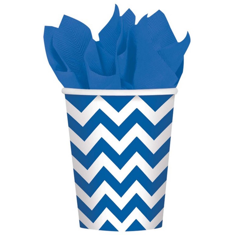Chevron Design Bright Royal Blue Paper Cups | Express Party Supplies