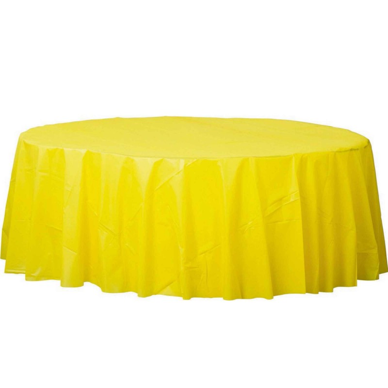 Sunshine Yellow Round Plastic Table Cover | Express Party Supplies